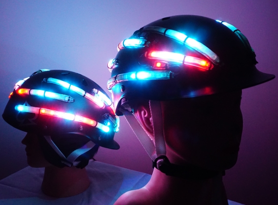Professional LED helmet for flyboarders and water sports.